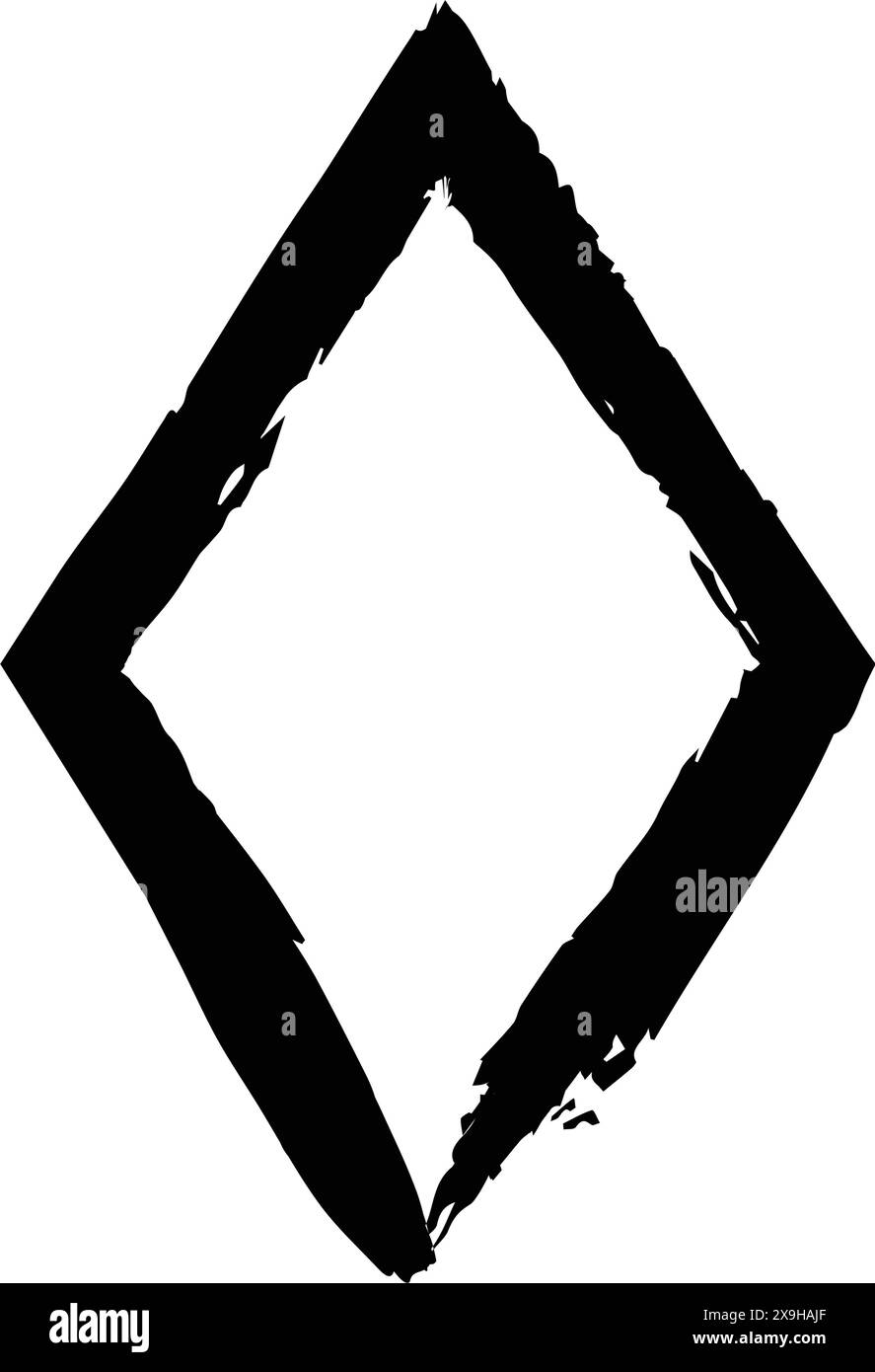 Frame rhombus texture element, outline border grunge shape icon ...