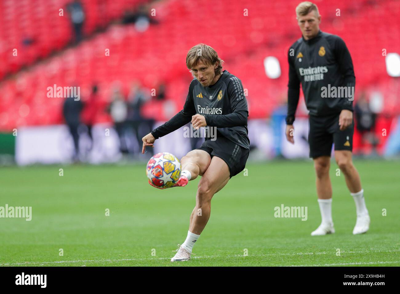 London, UK. 31st May, 2024. Luka Modric (L) and Toni Kroos of Real ...