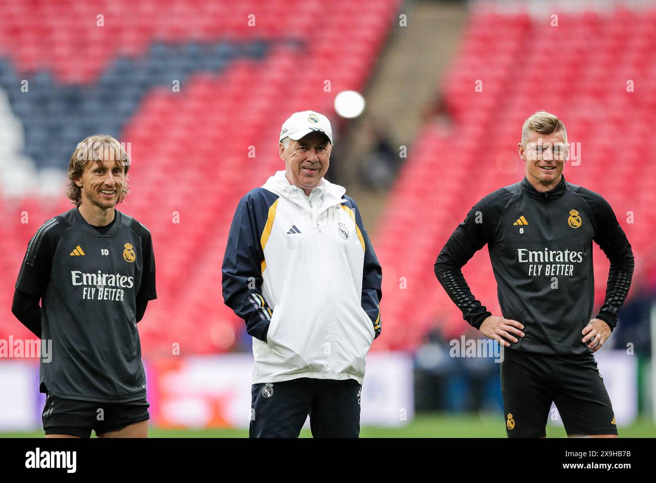 London, UK. 31st May, 2024. Luka Modric (L) and Carlo Ancelotti Head Coach of Real Madrid (C ...