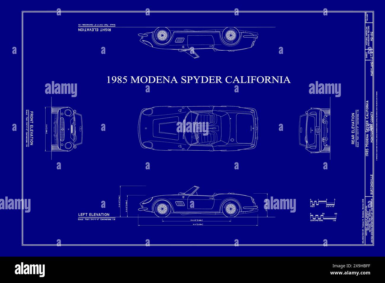 Measured and dimensioned drawings of vehicle plan, right side, left ...