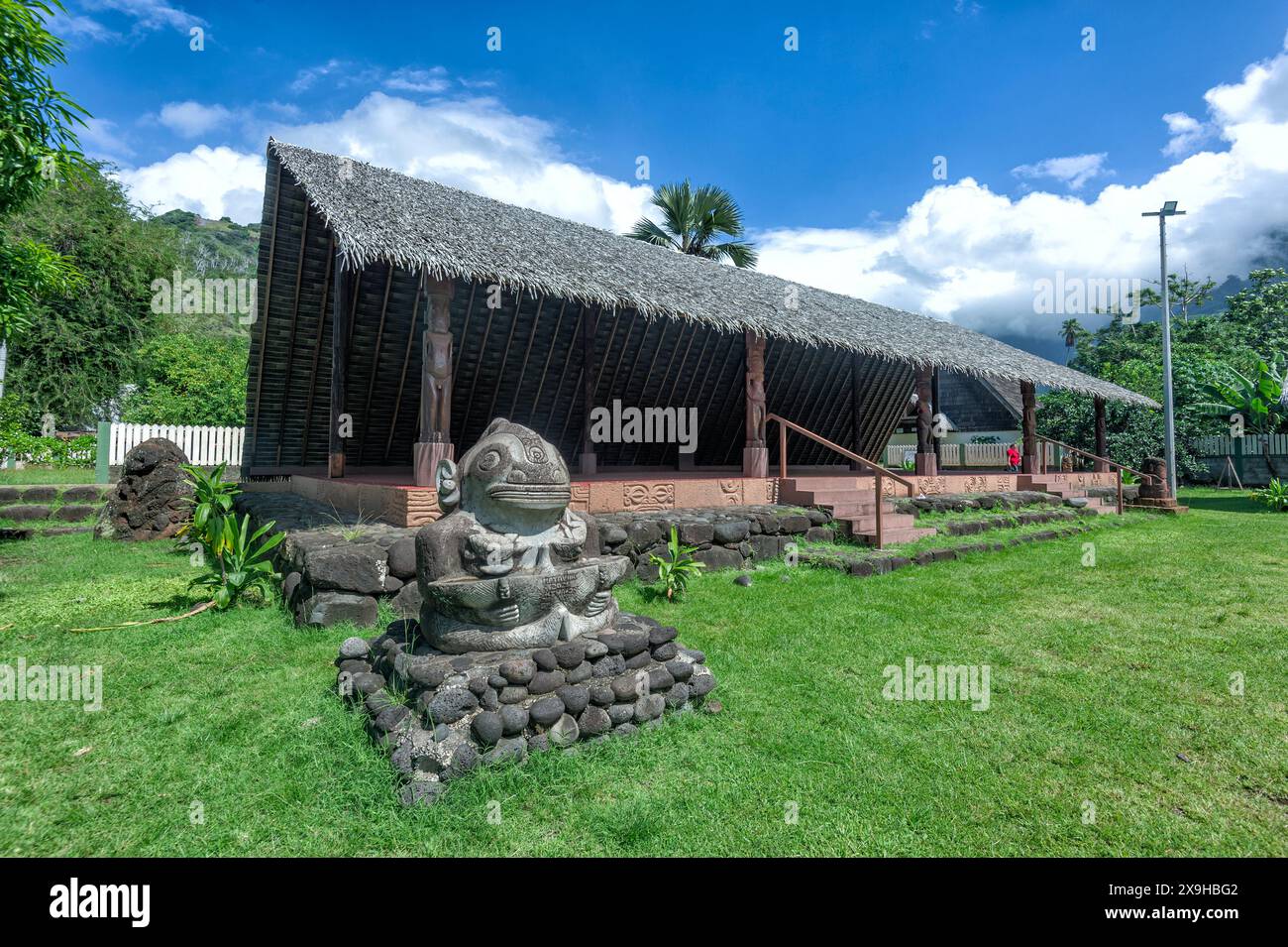 Ceremonial grounds with Tiki statues at Atuana, Hiva Oa, Marquesas ...
