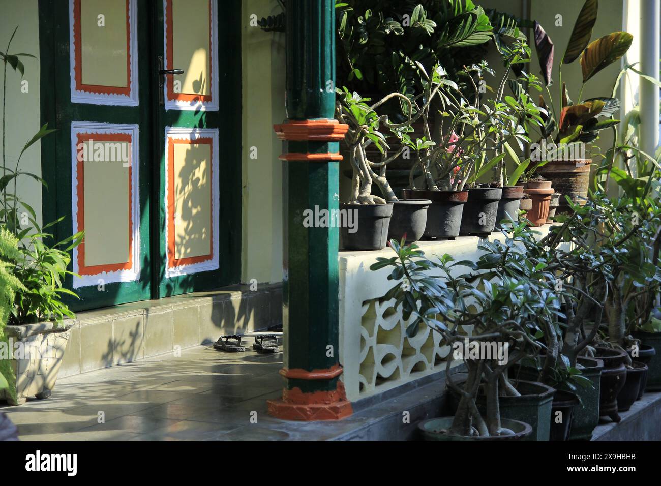 Veranda or terrace of a classic house in the Kauman cultural heritage ...