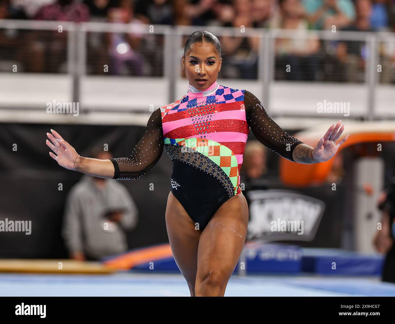May 31, 2024: Jordan Chiles competes on the floor exercise during the ...