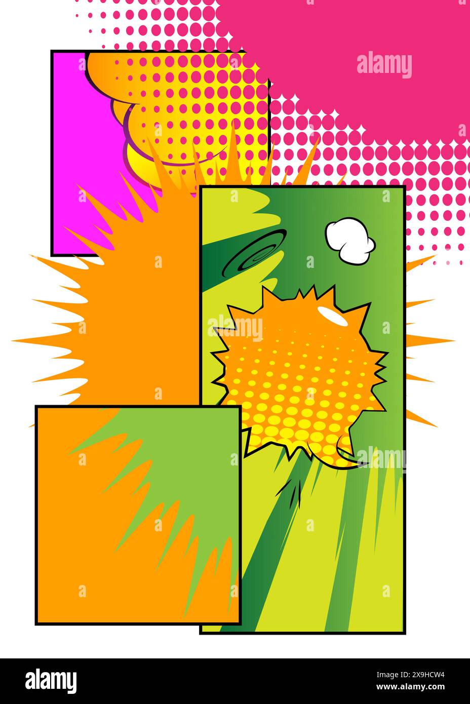Awesome Cartoon Abstract Background, comic book page layout backdrop ...