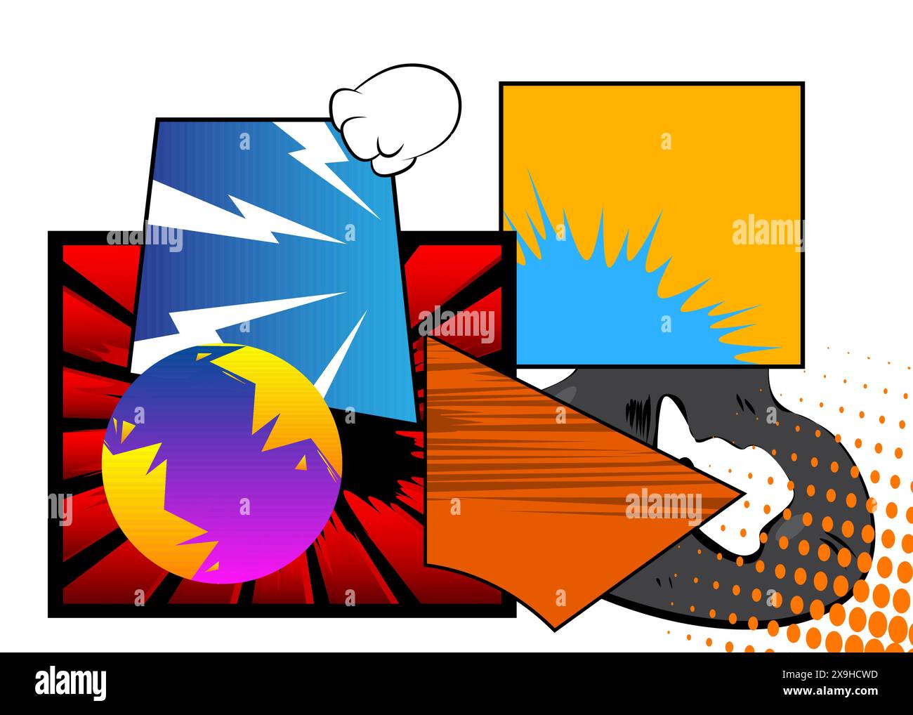 Awesome Cartoon Abstract Background, comic book page layout backdrop ...