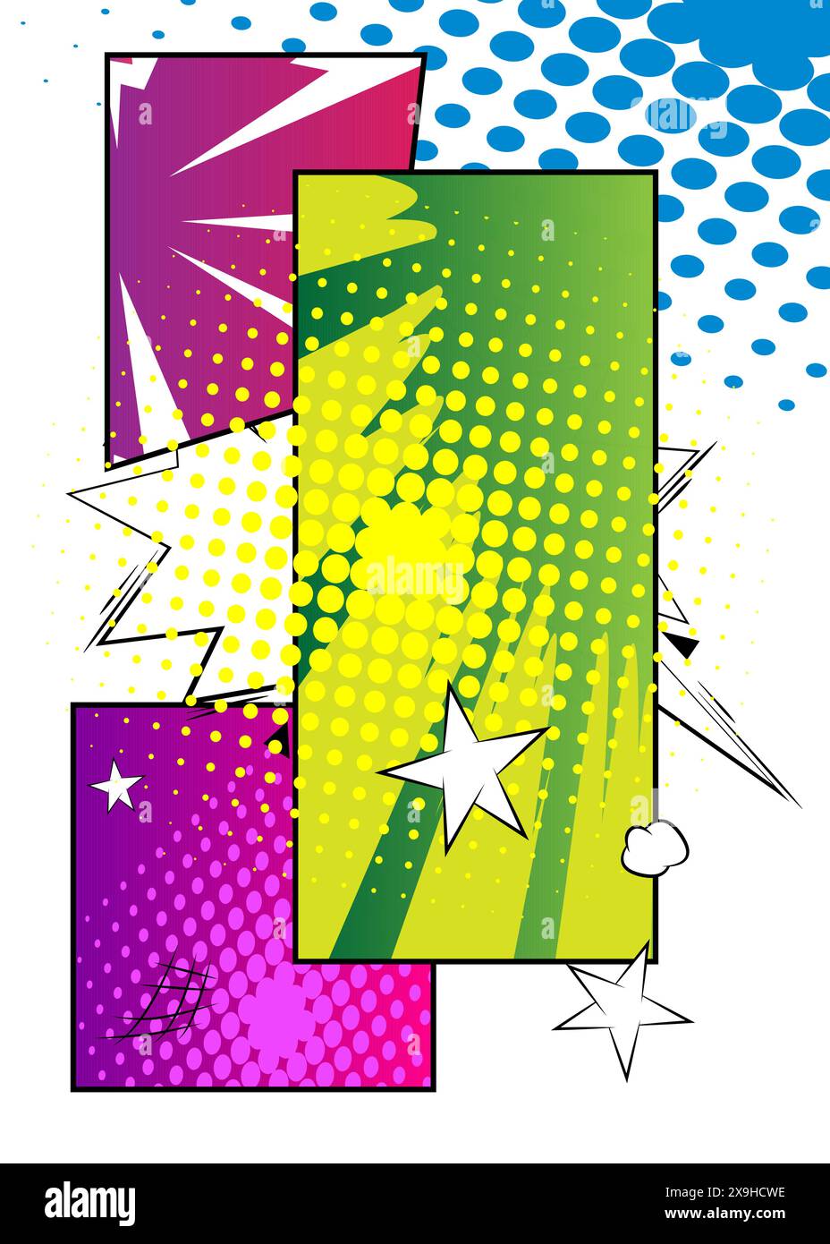 Awesome Cartoon Abstract Background, comic book page layout backdrop ...