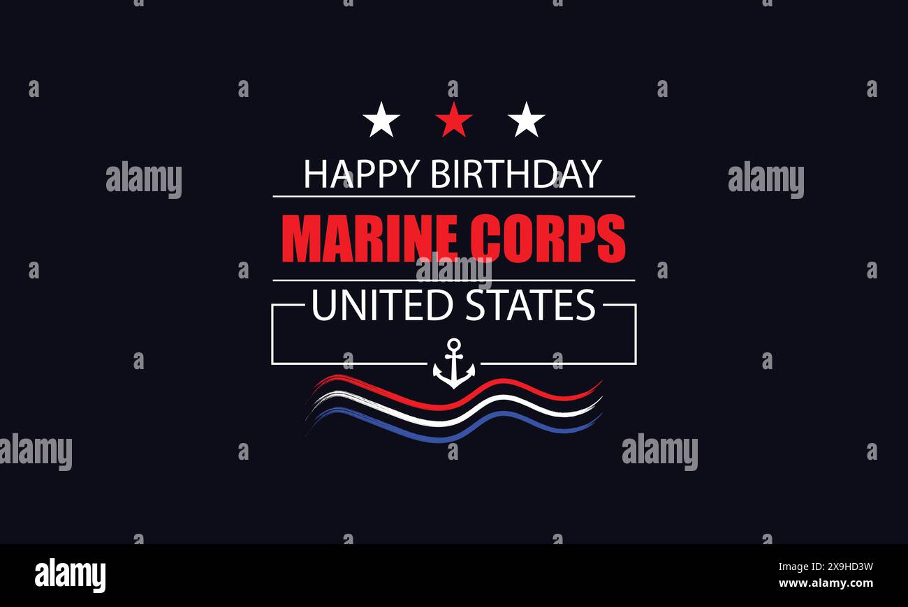 United States Marine Corps Birthday Text Style with the USA Flag Stock ...