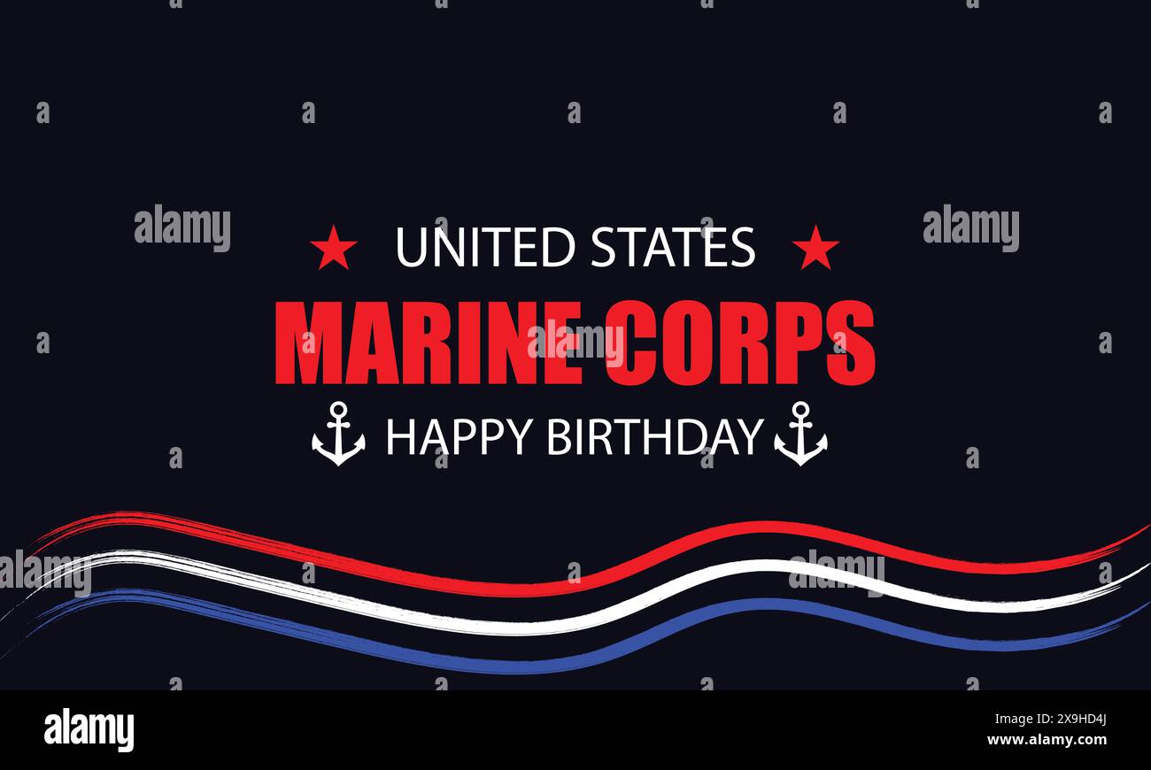 United States Marine Corps Birthday Text Style with the USA Flag Stock ...