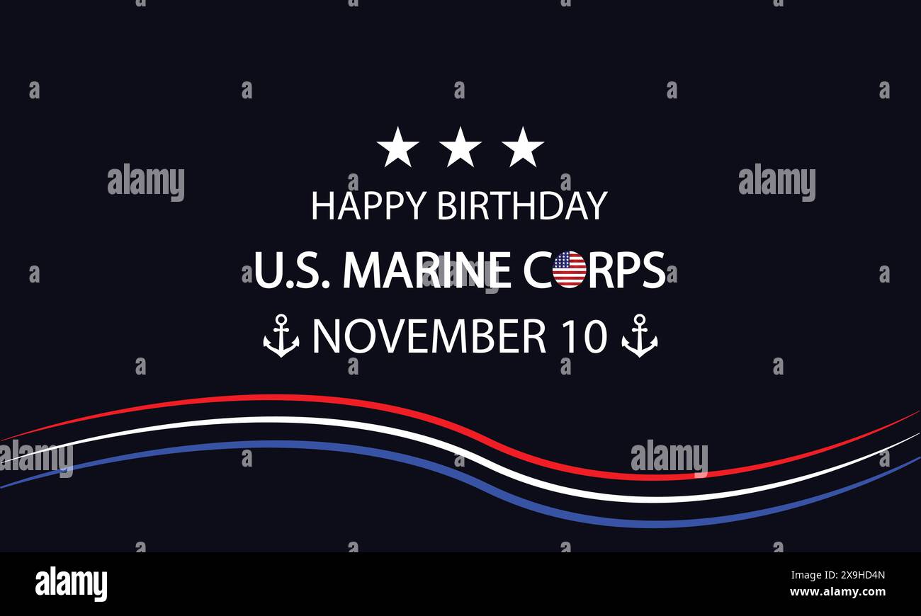 United States Marine Corps Birthday Text Style with the USA Flag Stock ...