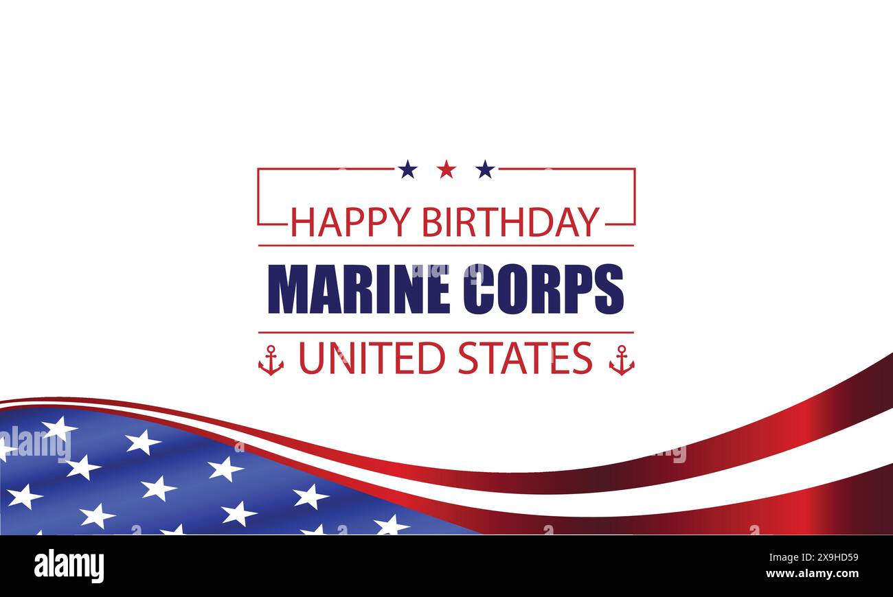 United States Marine Corps Birthday Text Style With The Usa Flag Stock
