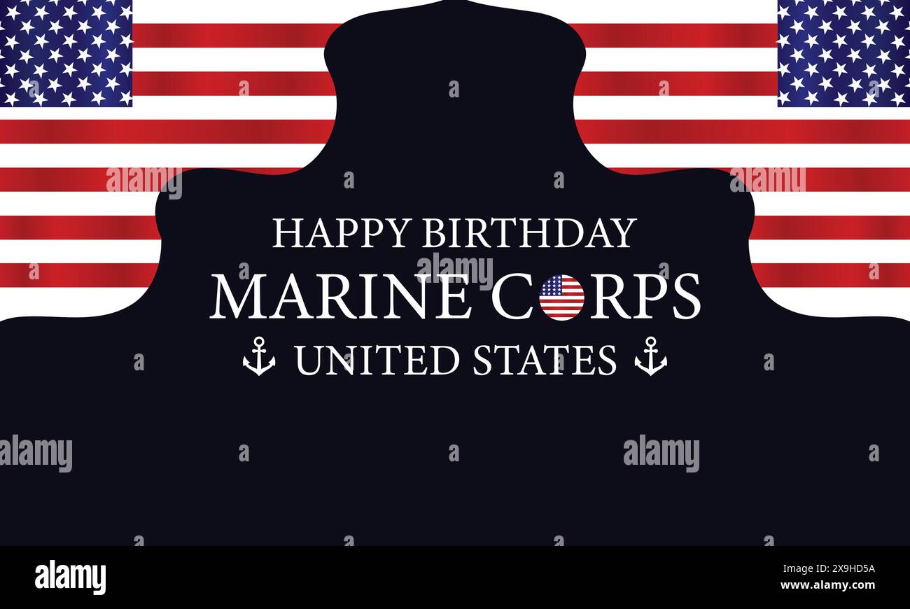 United States Marine Corps Birthday Text Style with the USA Flag Stock ...
