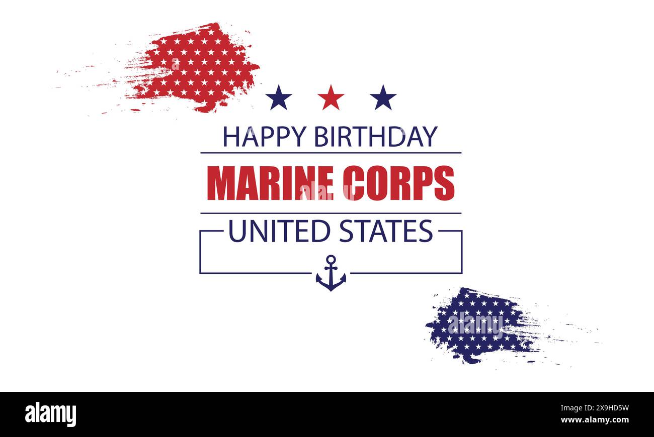 United States Marine Corps Birthday Text Style With The Usa Flag Stock