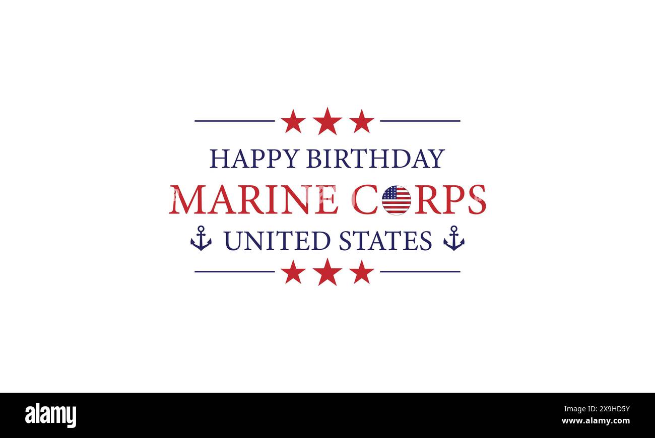 United States Marine Corps Birthday Text Style With The Usa Flag Stock