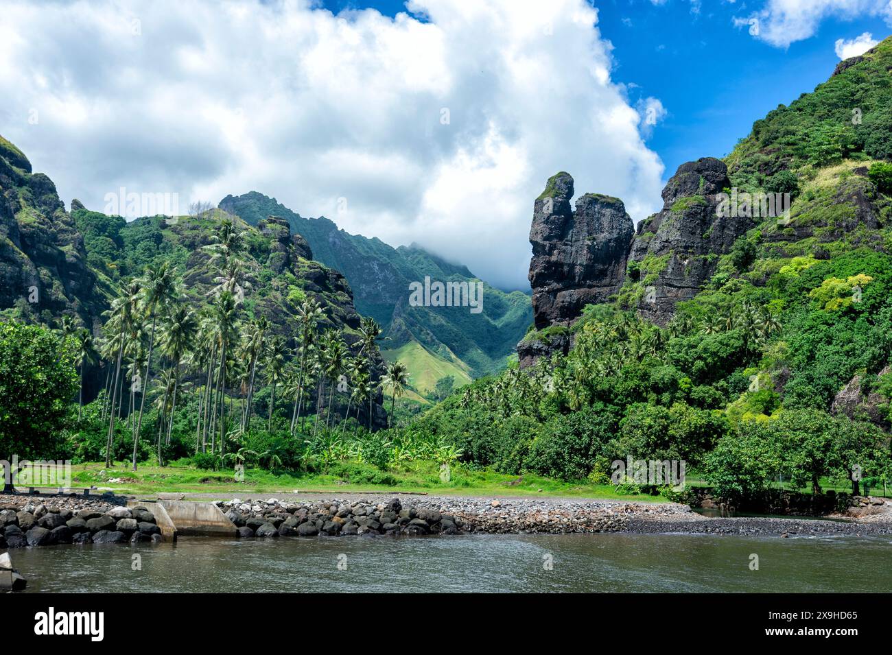 Scenic view of Hanavave in Fatu Iva, Marquesas Islands, French ...