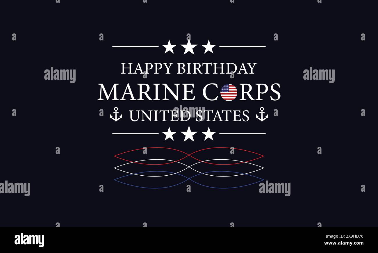 United States Marine Corps Birthday Text Style with the USA Flag Stock ...