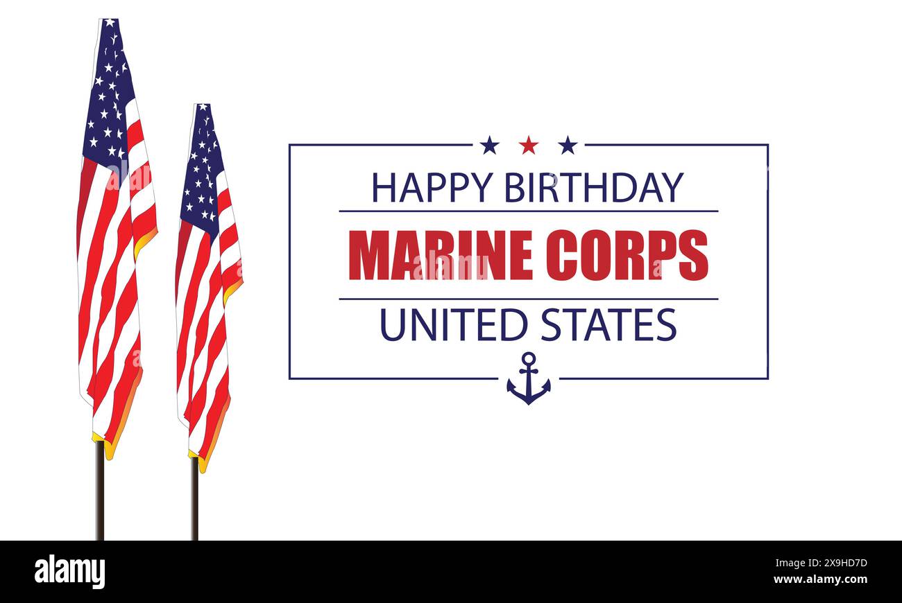 United States Marine Corps Birthday Text Style with the USA Flag Stock ...