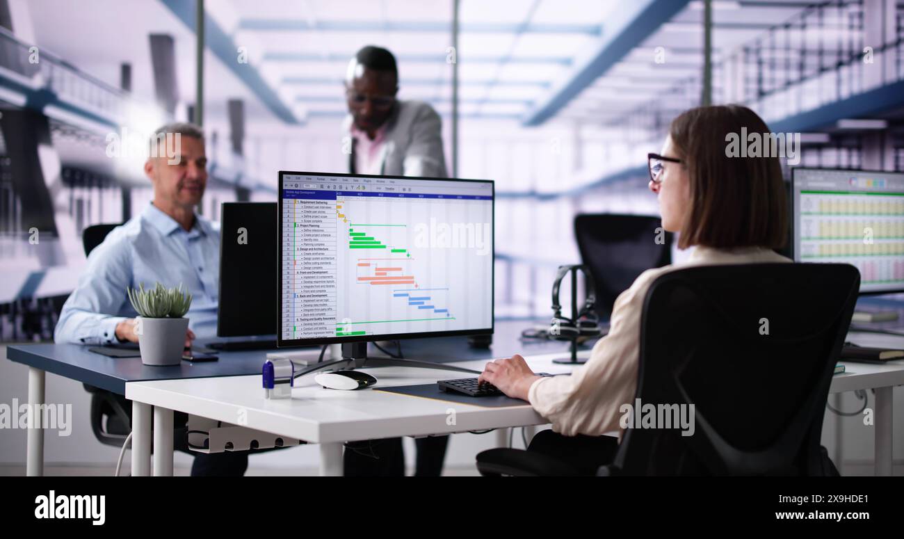 Employees Staff Schedule And Time Reports Or Computer In Cloud Stock ...