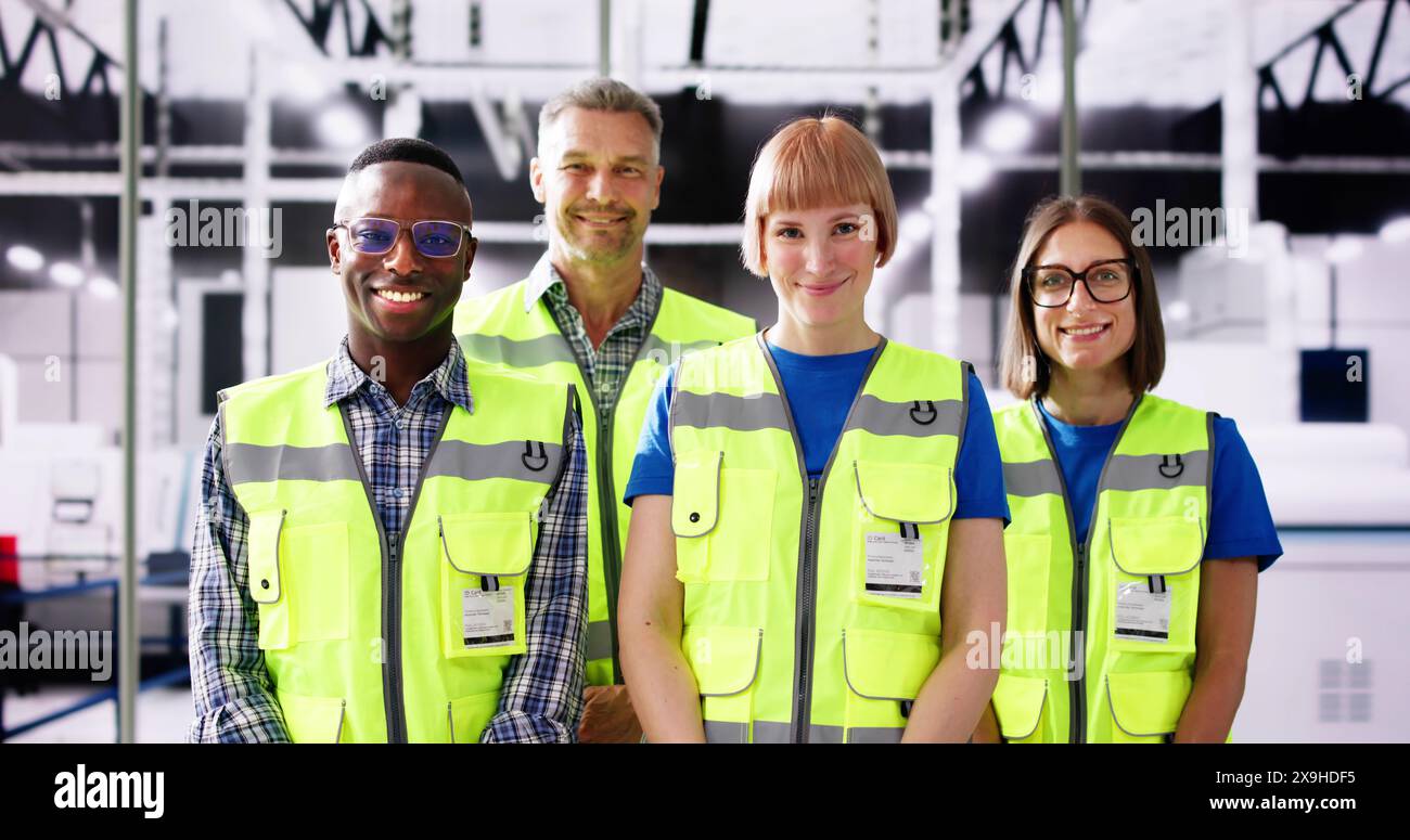 Factory Engineer Team Portraits. Industrial Manufacturing Plant Stock ...