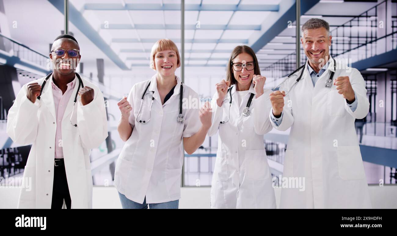 Excited black woman doctor hi-res stock photography and images - Alamy