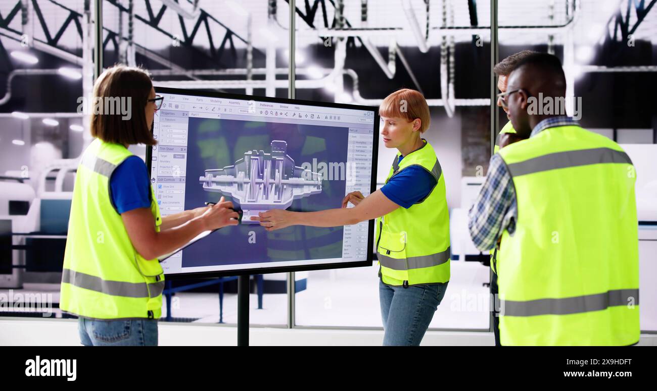 3D CAD Mechanical Parts Render On Computer. Technical Model Stock Photo ...