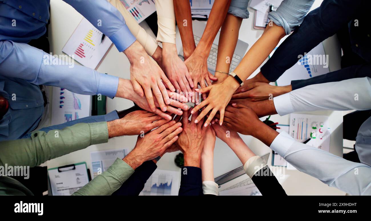 Professional Business Team Huddle And Hands. Diverse Group Management ...