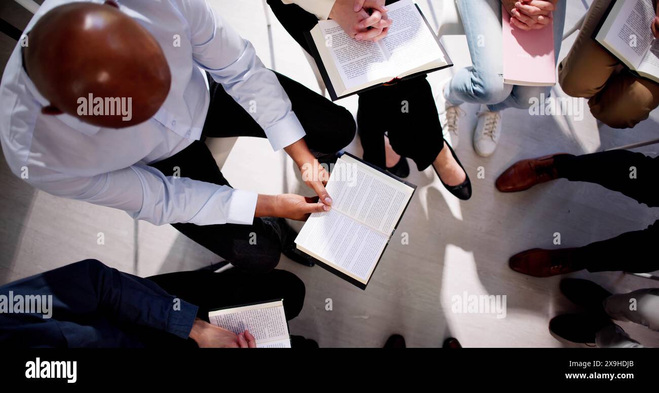 Bible Study Group Reading Book. Diverse People Team Stock Photo - Alamy