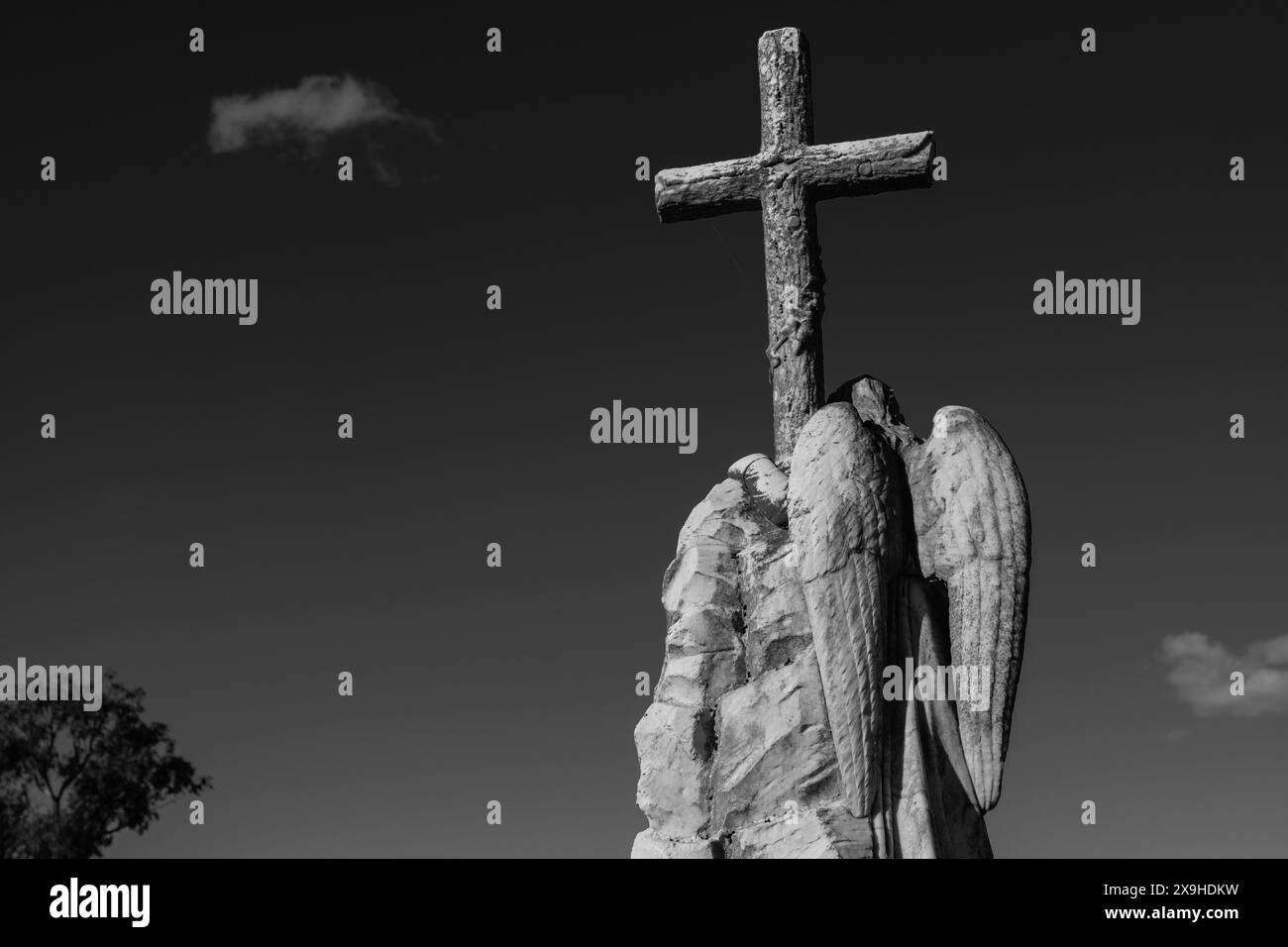 angels wings and crucifix on grave at tenterfield in northern new south ...