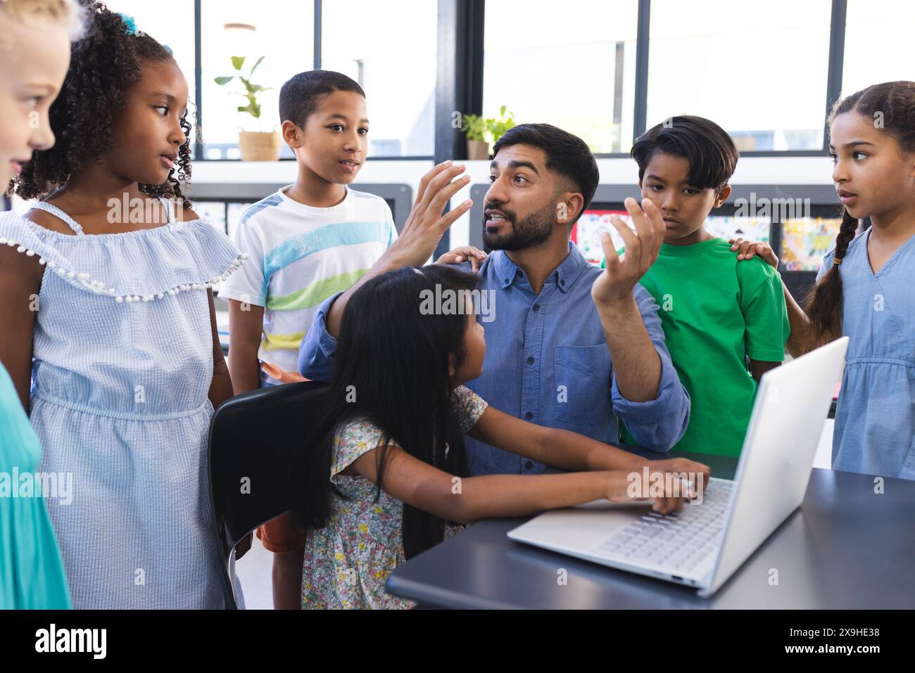 Elementary school students studying model hi-res stock photography and ...