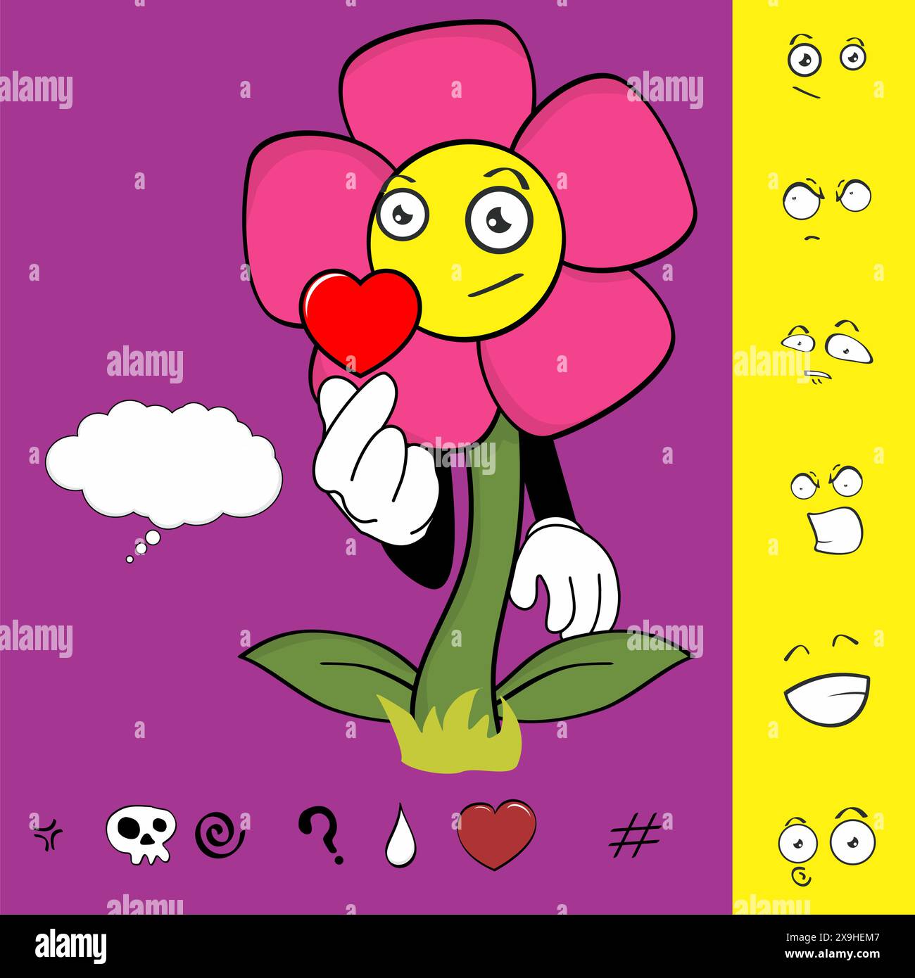 flower cartoon character expressions pack collection in vector format ...