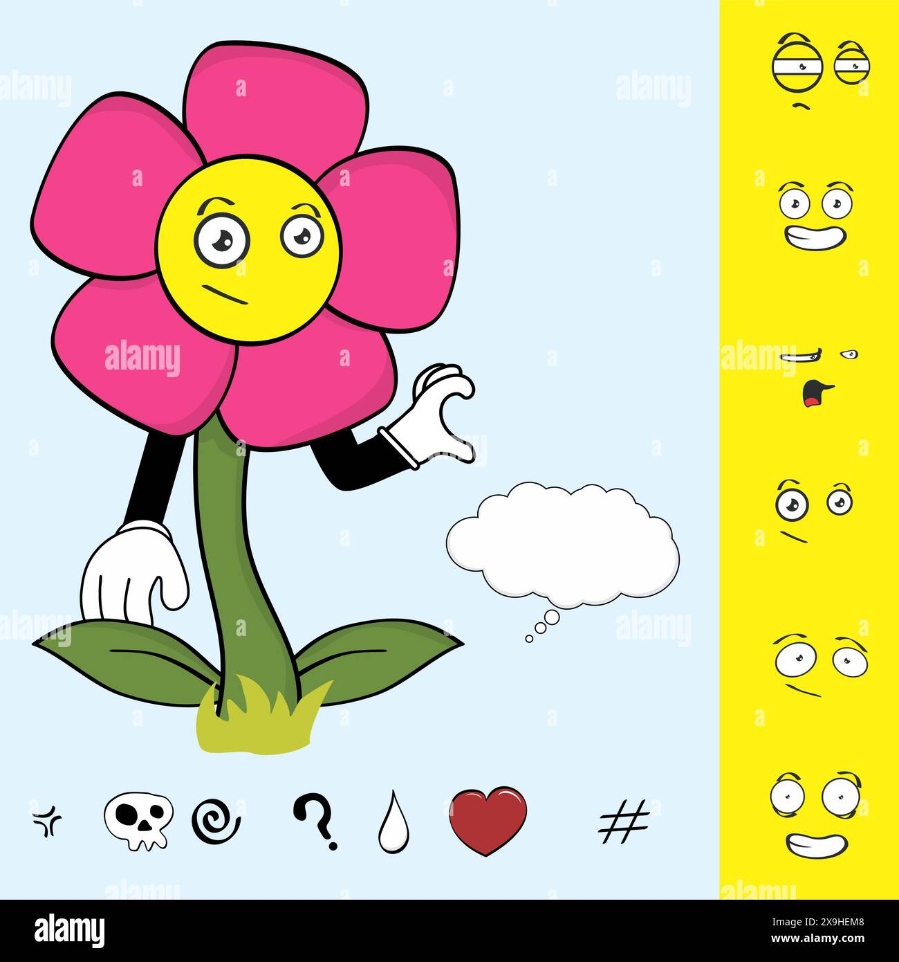 flower cartoon character expressions pack collection in vector format ...