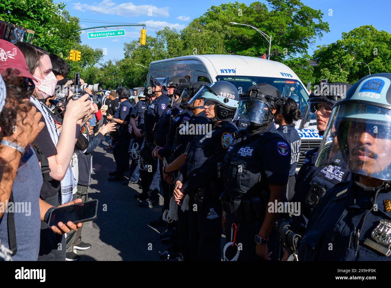 New York, USA. 31st May, 2024. Protesters confront police as some are ...
