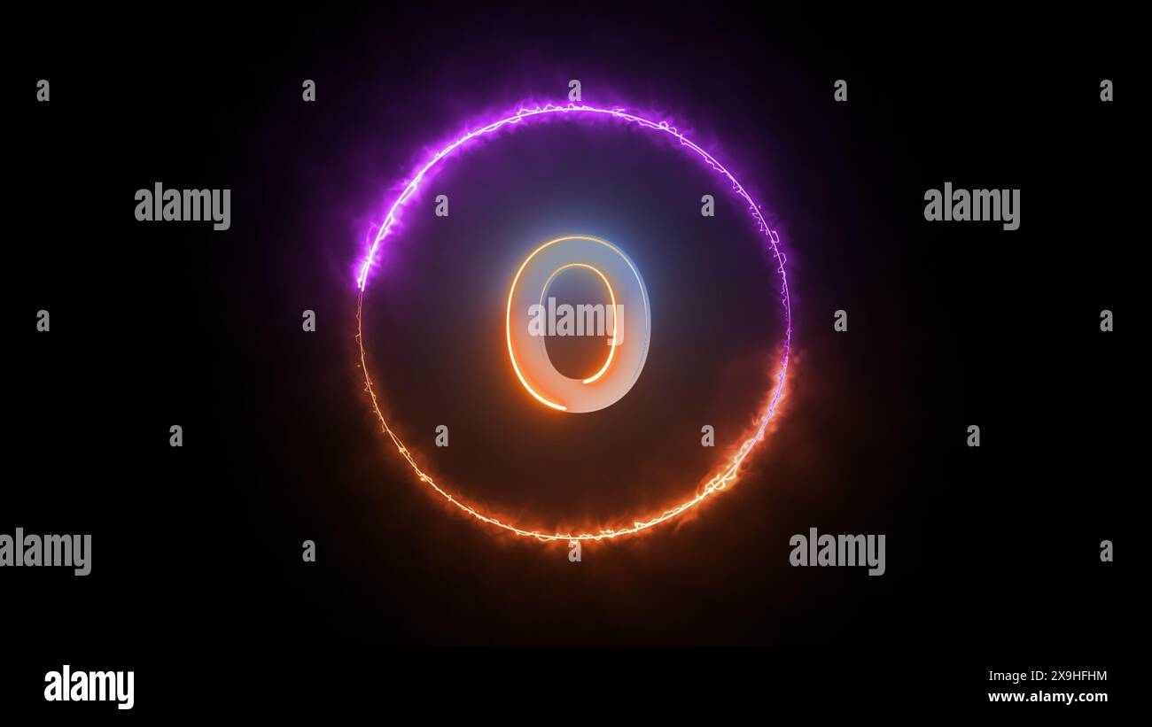 A digital image featuring a three-dimensional, white zero 0 surrounded ...