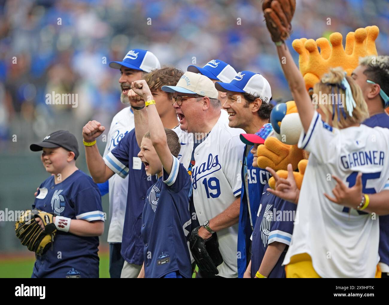 MAY 31, 2024: Big Slick stars cheer at Kauffman Stadium Kansas City ...