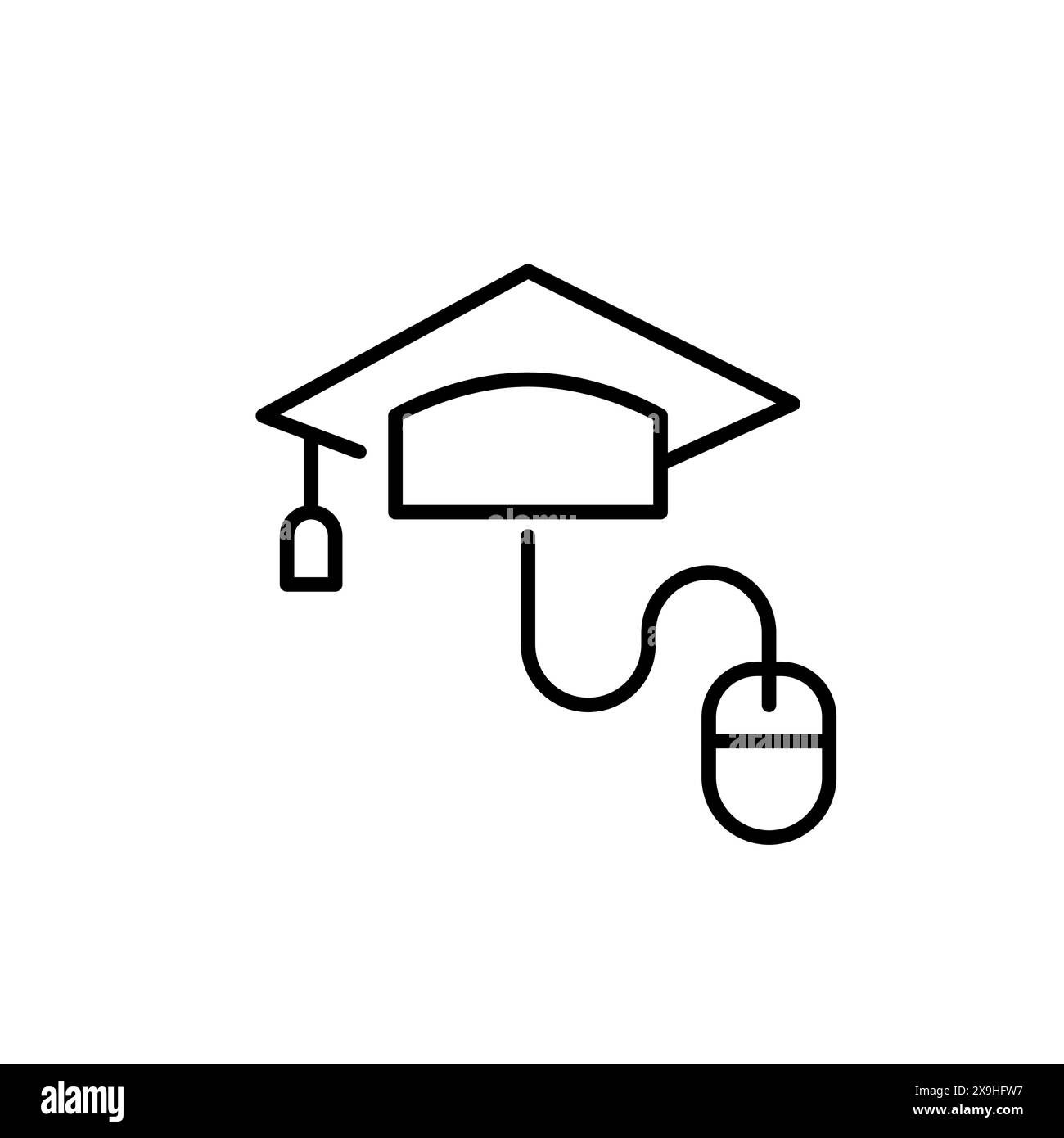 Graduate cap with computer mouse connected to it. Cyber scholar, e ...