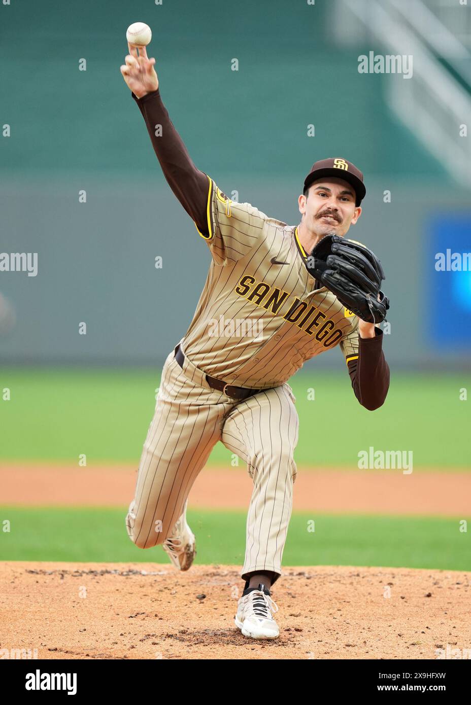 MAY 31, 2024: San Diego Padres pitcher Dylan Cease (84) brings a pitch ...