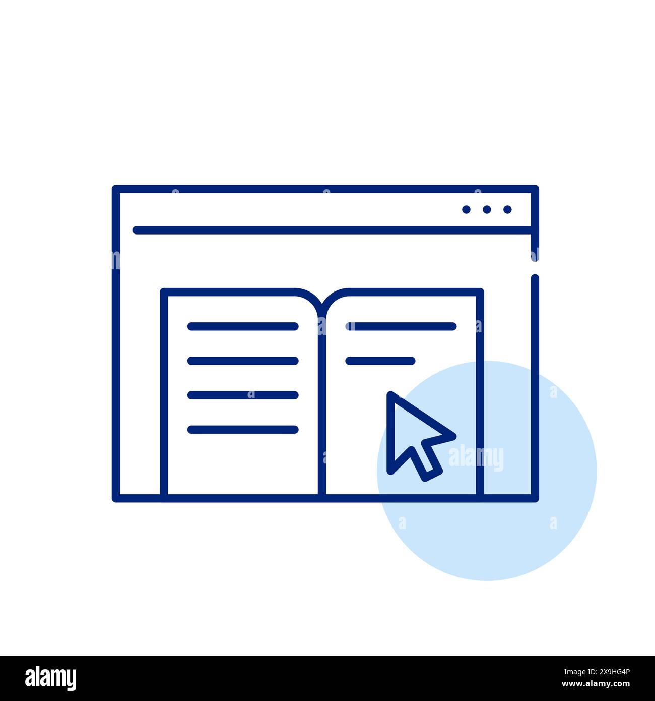 Web browser page with text and mouse click. Virtual book navigation and ...