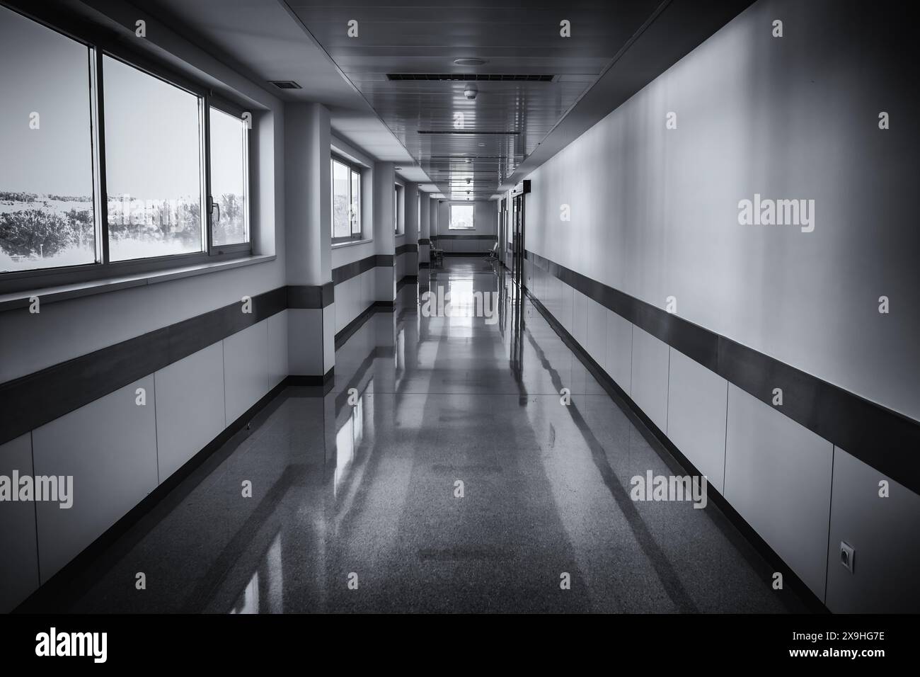 Detail of long hospital corridor, hygiene and sanitation Stock Photo ...