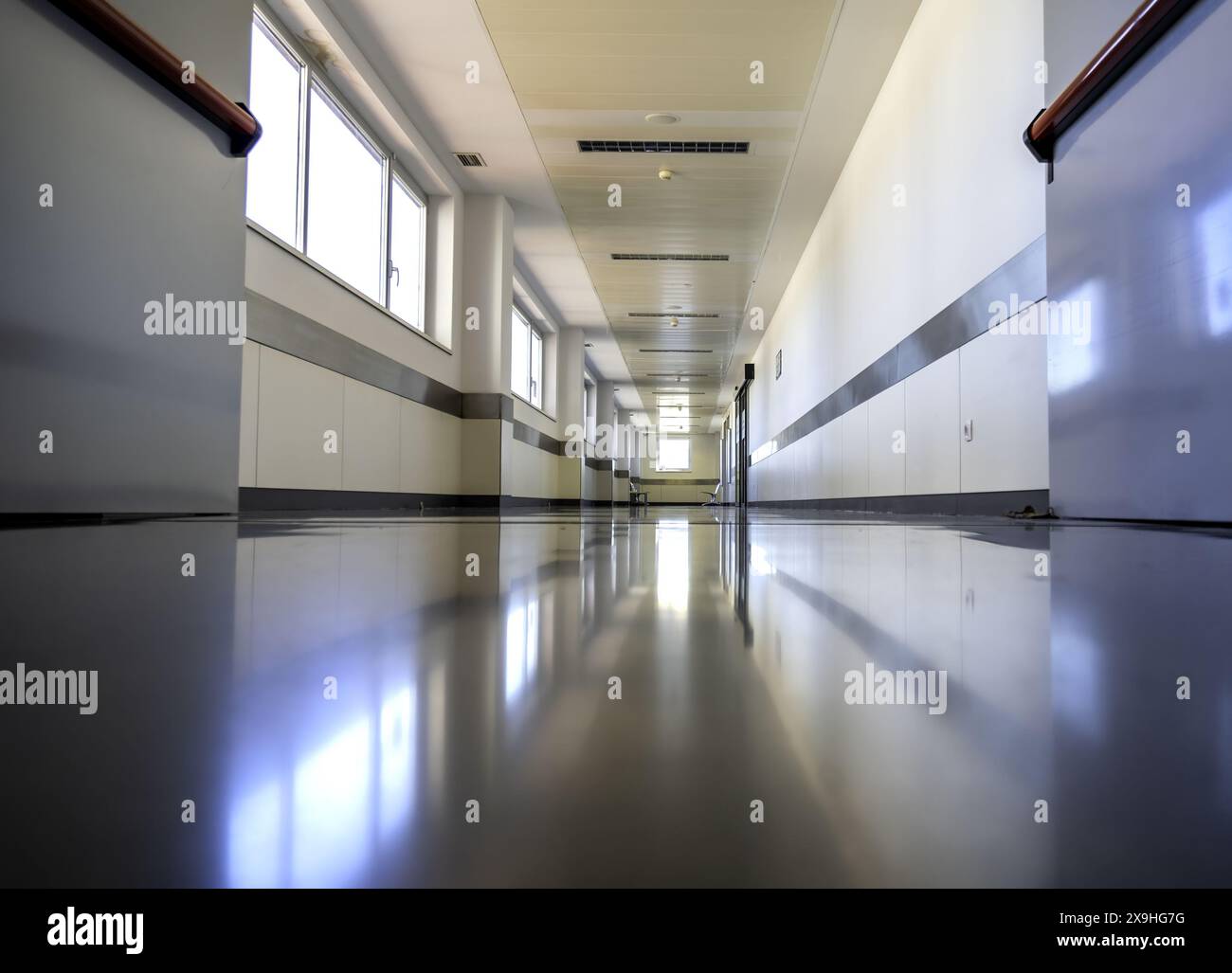 Detail of long hospital corridor, hygiene and sanitation Stock Photo ...