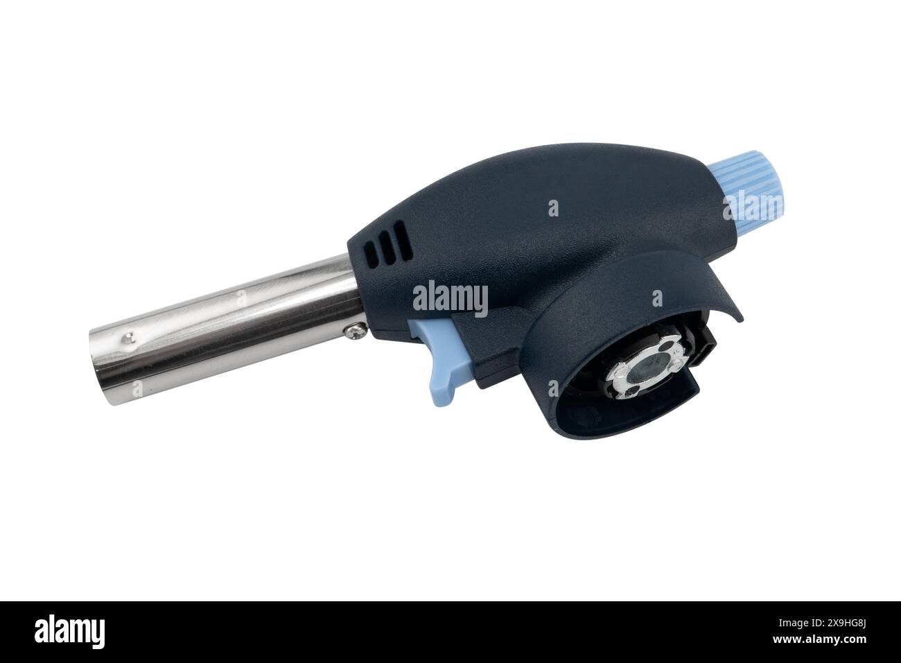 Manual gas torch burner isolated on white background. Flame gun blow ...