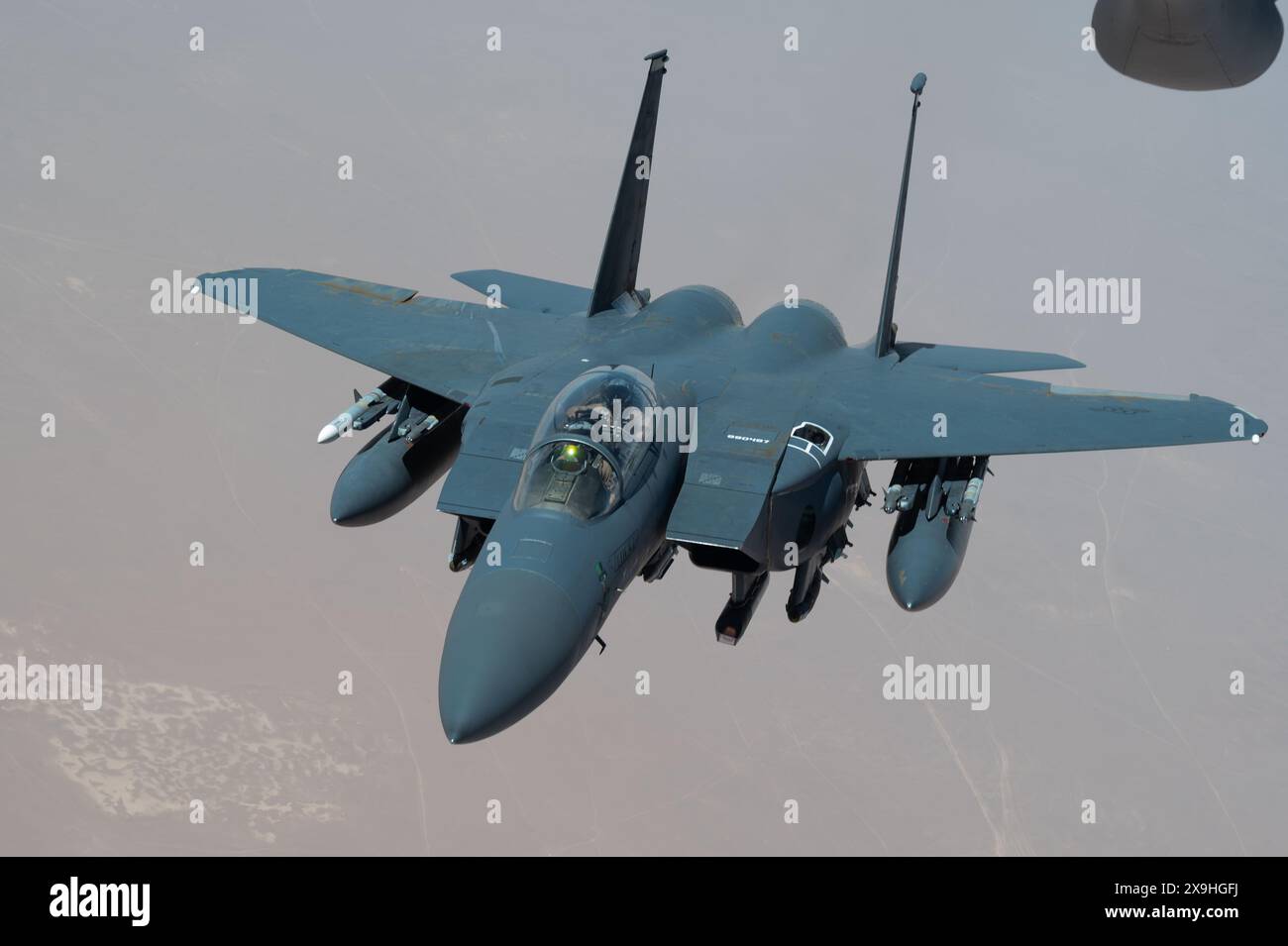 A U.S. Air Force F-15E Strike Eagle deployed out of Seymour-Johnson Air ...