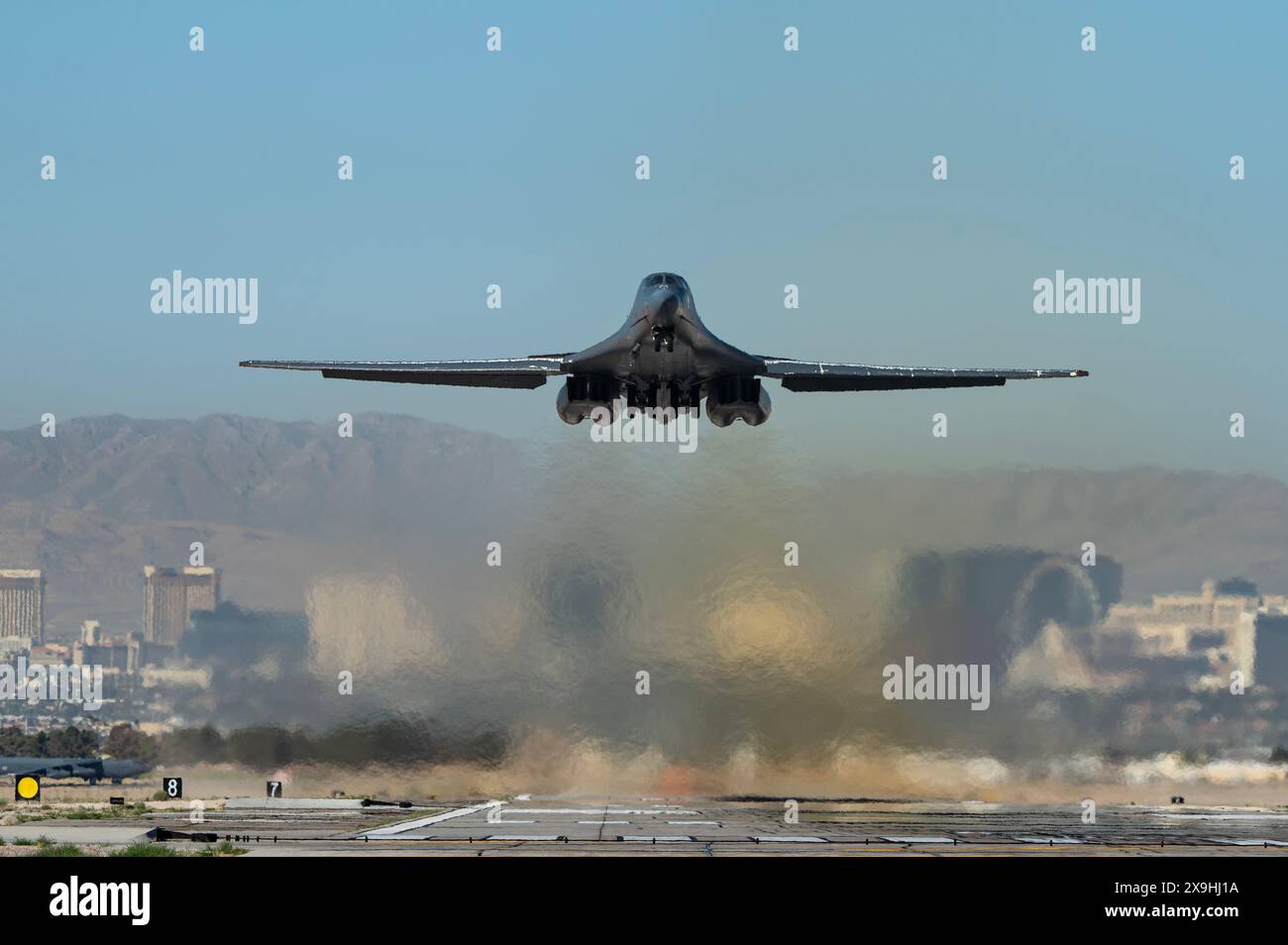 A B-1B Lancer takes off for a Weapons School Integration mission at ...