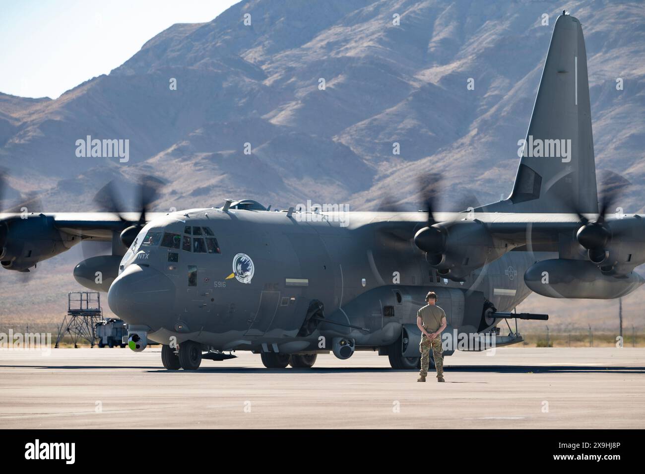 An AC-130J Ghostrider prepares to taxi out for a Weapons School ...