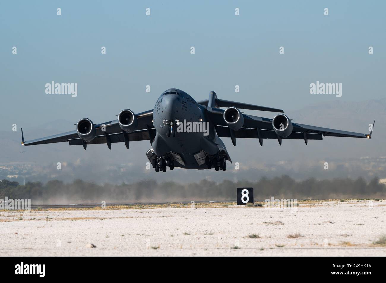 A C-17 Globemaster III takes off for a Weapons School Integration ...