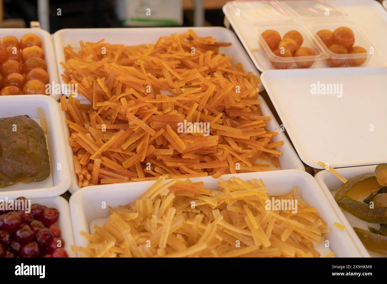 Dried fruits at market stall Stock Photo - Alamy