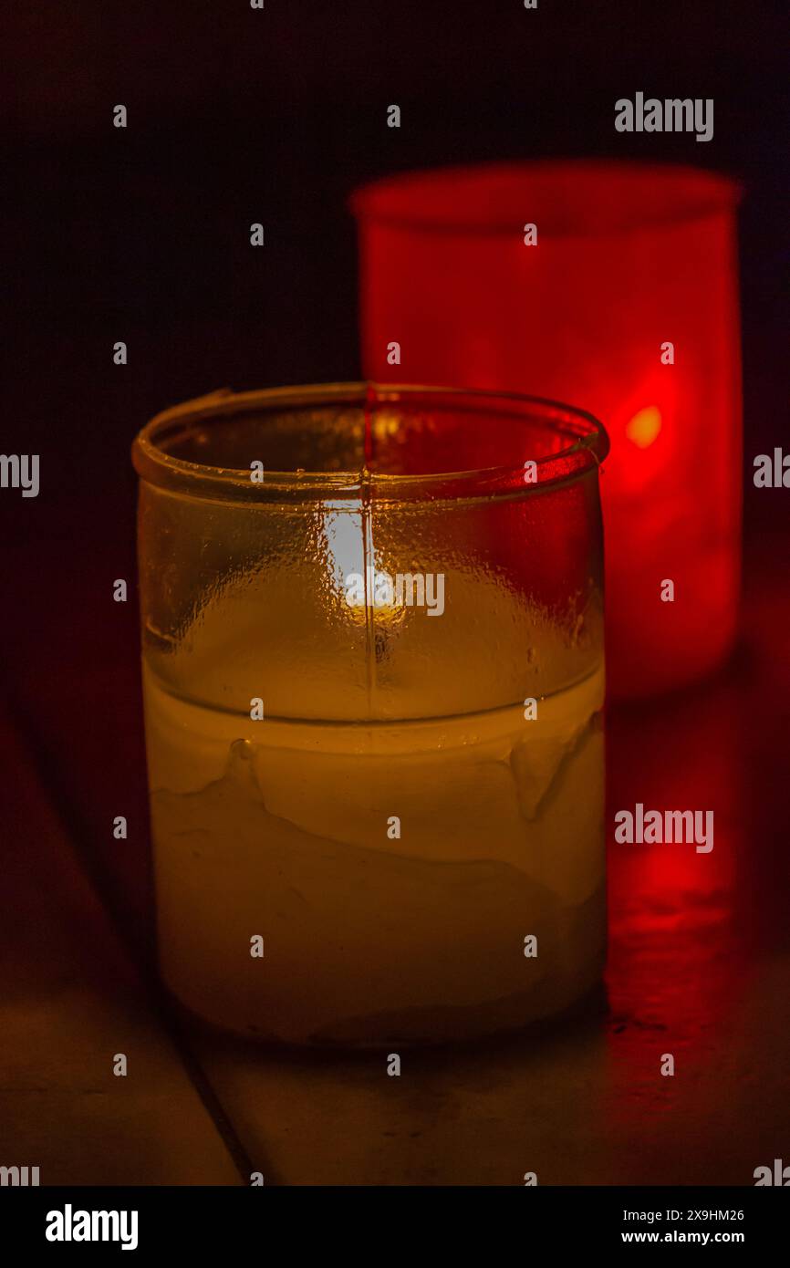 candle glowing in a plastic glass taken at Birgu Fest 2022 Stock Photo ...