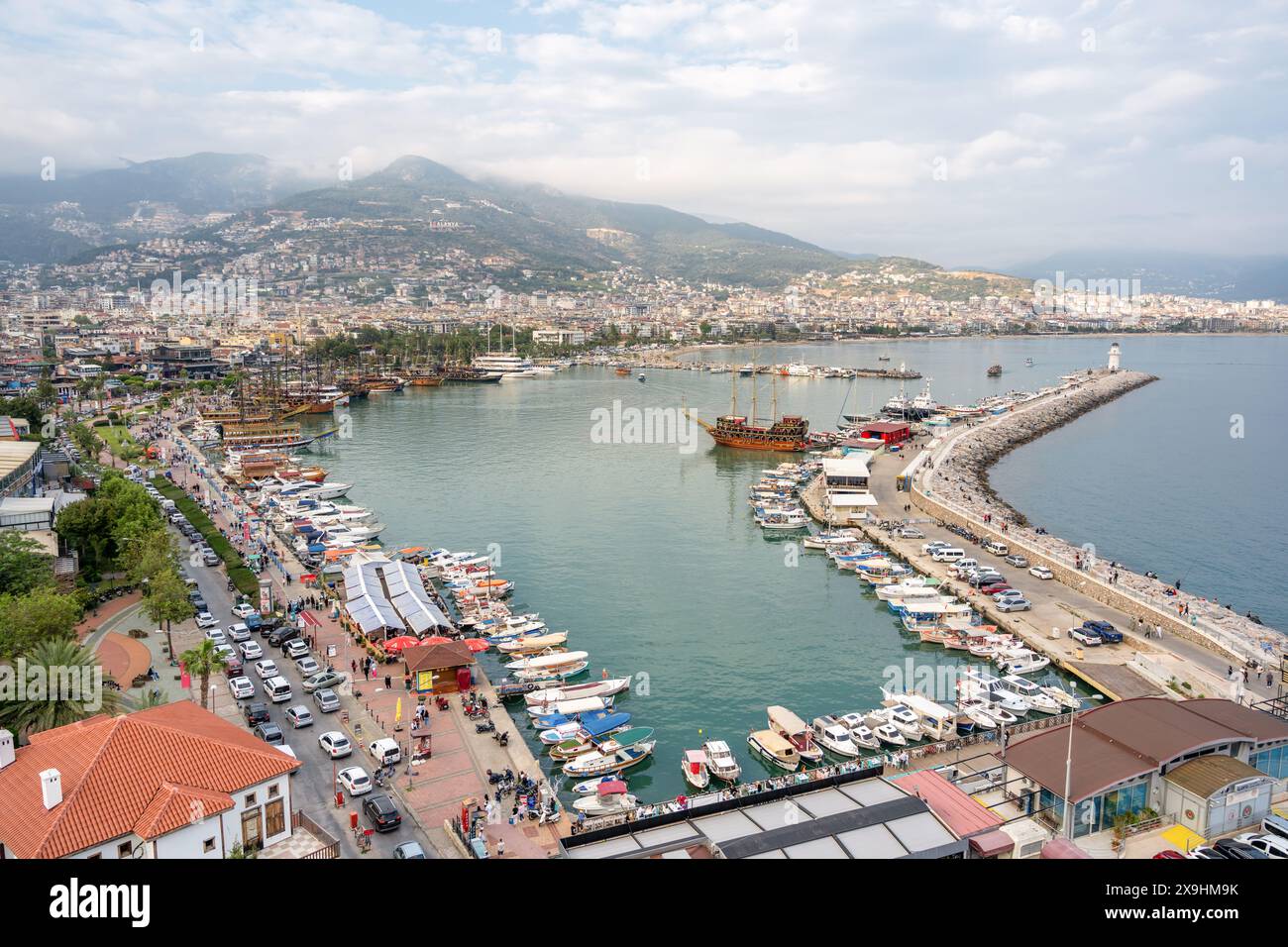 Antalya, Turkey - April 12, 2024: View of Alanya marina and walking ...