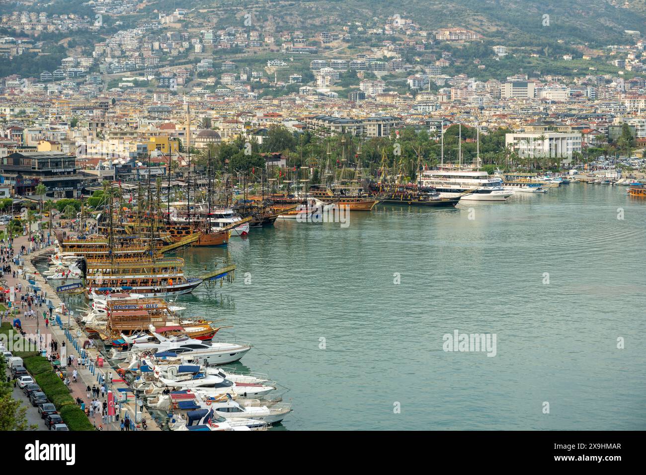 Antalya, Turkey - April 12, 2024: View of Alanya marina and walking ...