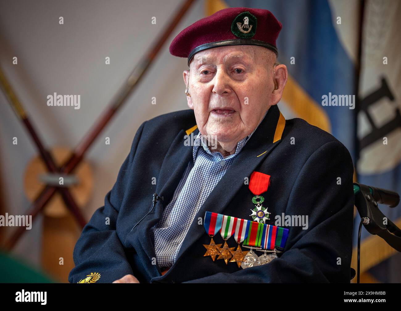 D-Day Veteran Peter Belcher at Broughton House in Salford, ahead of the ...
