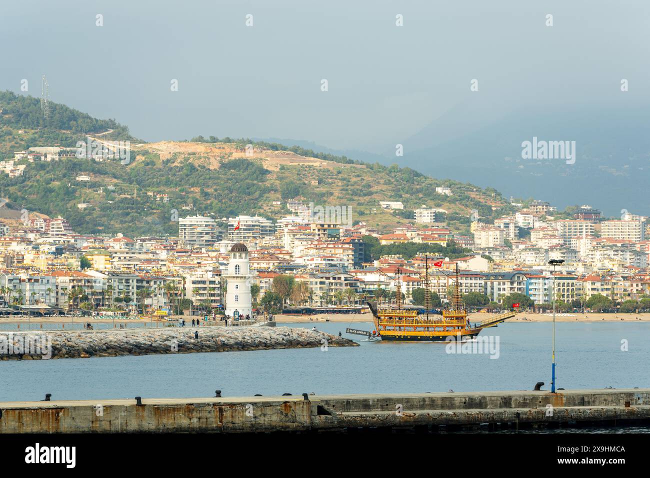 Antalya, Turkey - April 12, 2024: View of Alanya marina and walking ...
