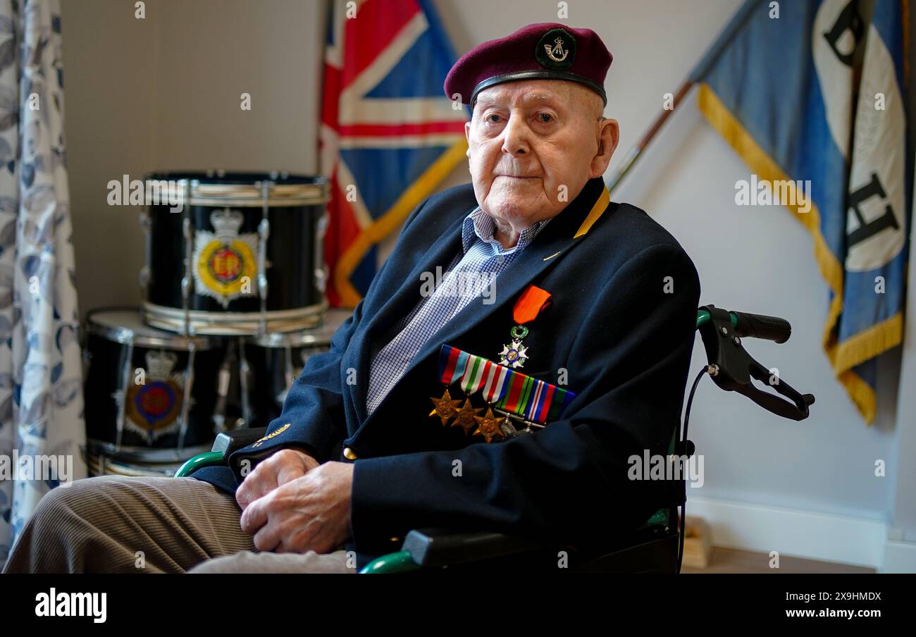 D-Day Veteran Peter Belcher at Broughton House in Salford, ahead of the ...